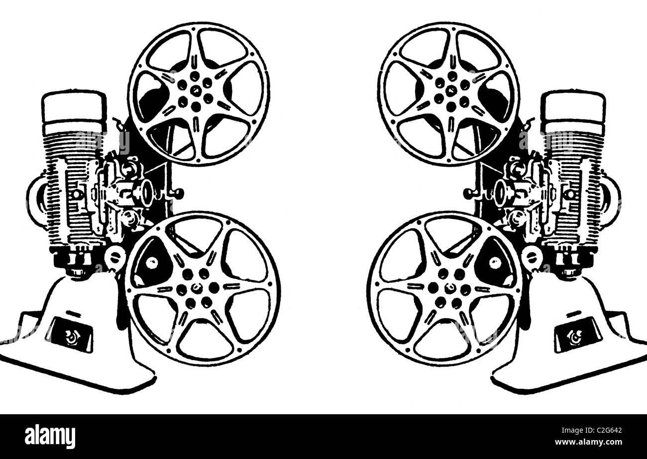 Projector silhouette on white background Stock Photo - Alamy