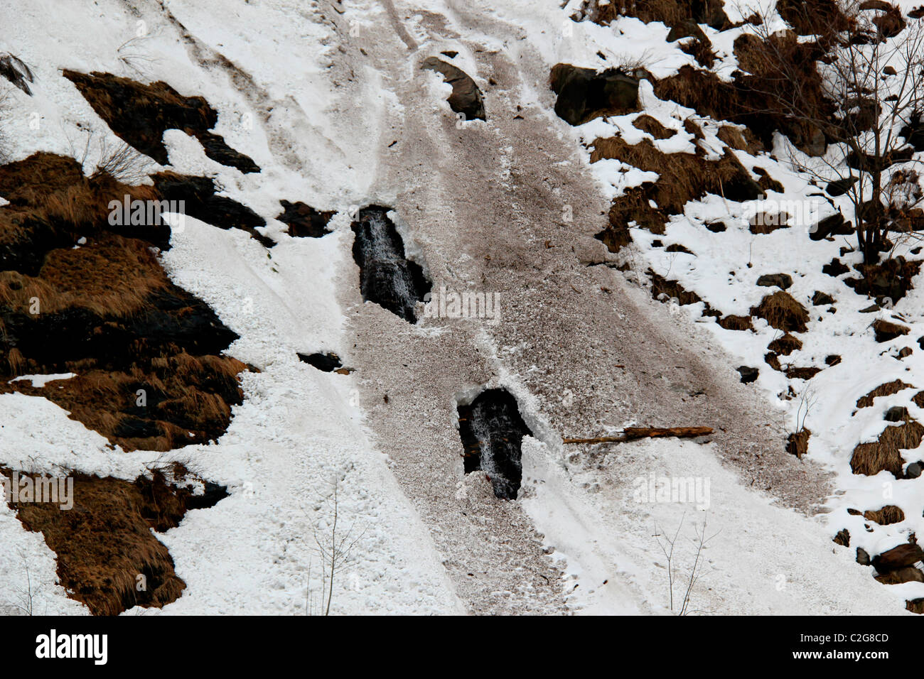 A mountain river covered with snow in Manali, India Stock Photo - Alamy