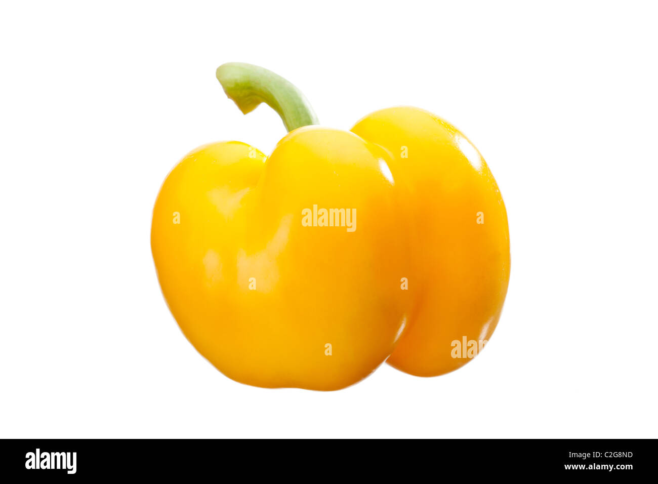 Isolated sweet yellow bell pepper (Capsicum annuum) on white background ...