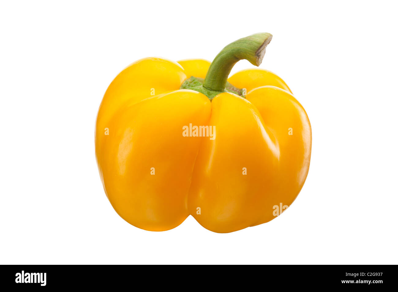 Isolated sweet yellow bell pepper (Capsicum annuum) on white background ...