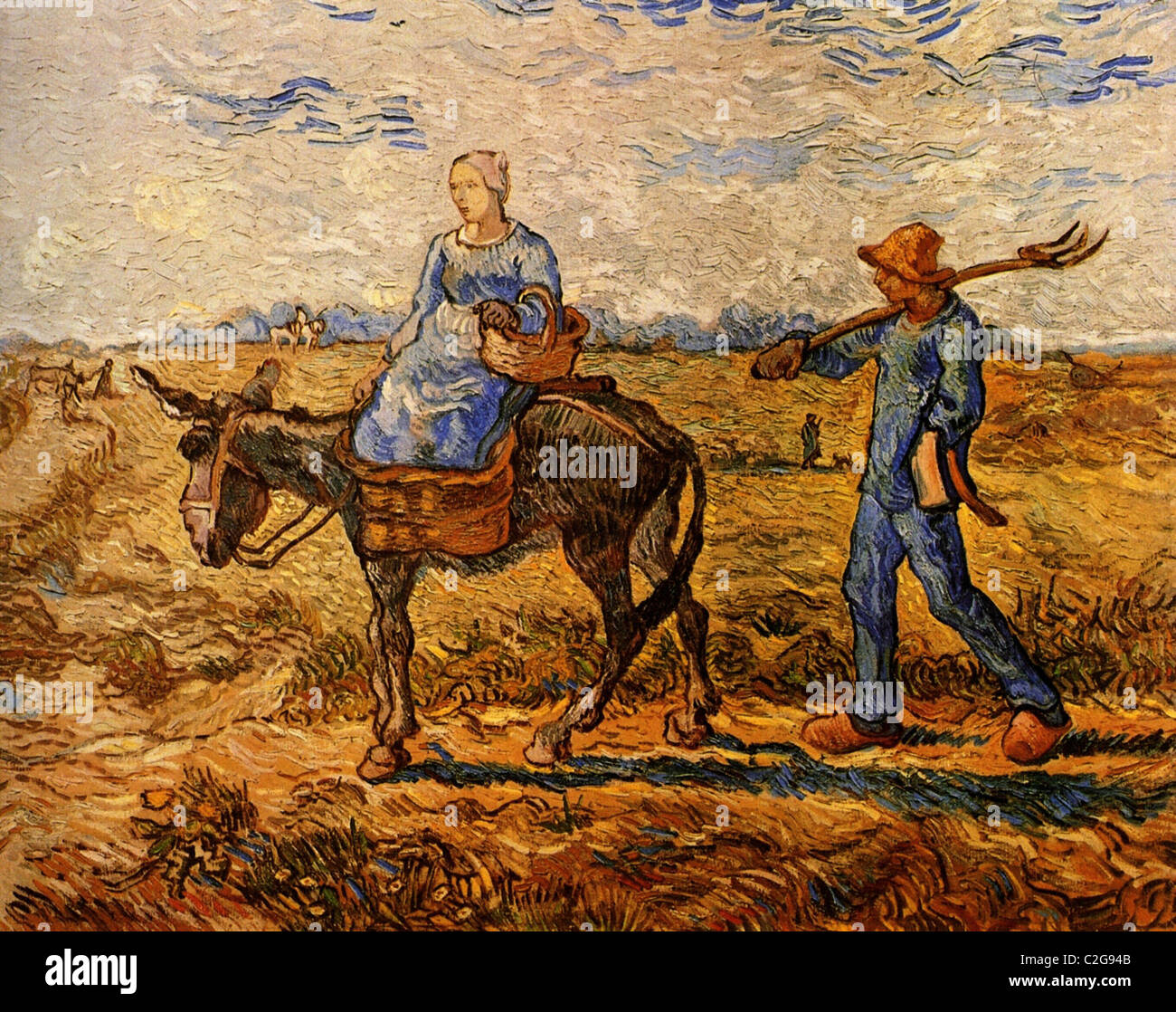 Morning Peasant Couple Going to Work Stock Photo - Alamy