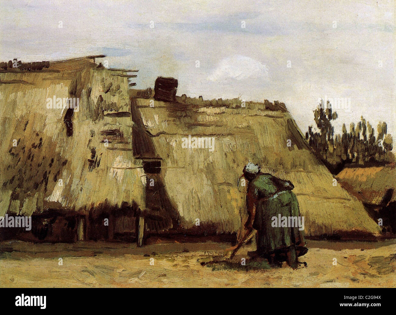 Peasant Woman Digging in Front of Her Cottage Stock Photo - Alamy