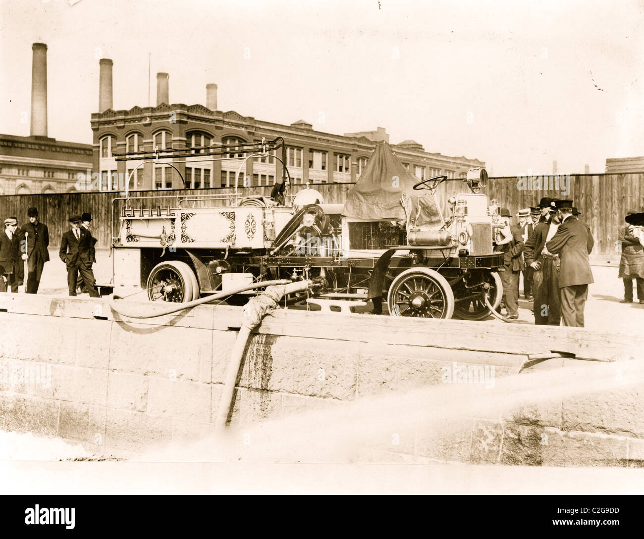 New York Fire Engine Pumper being filled from river water Stock Photo ...