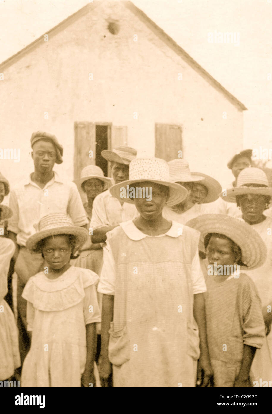 Eliz Austin and children with Cleveland Simmons, Old Bight, Cat Island ...