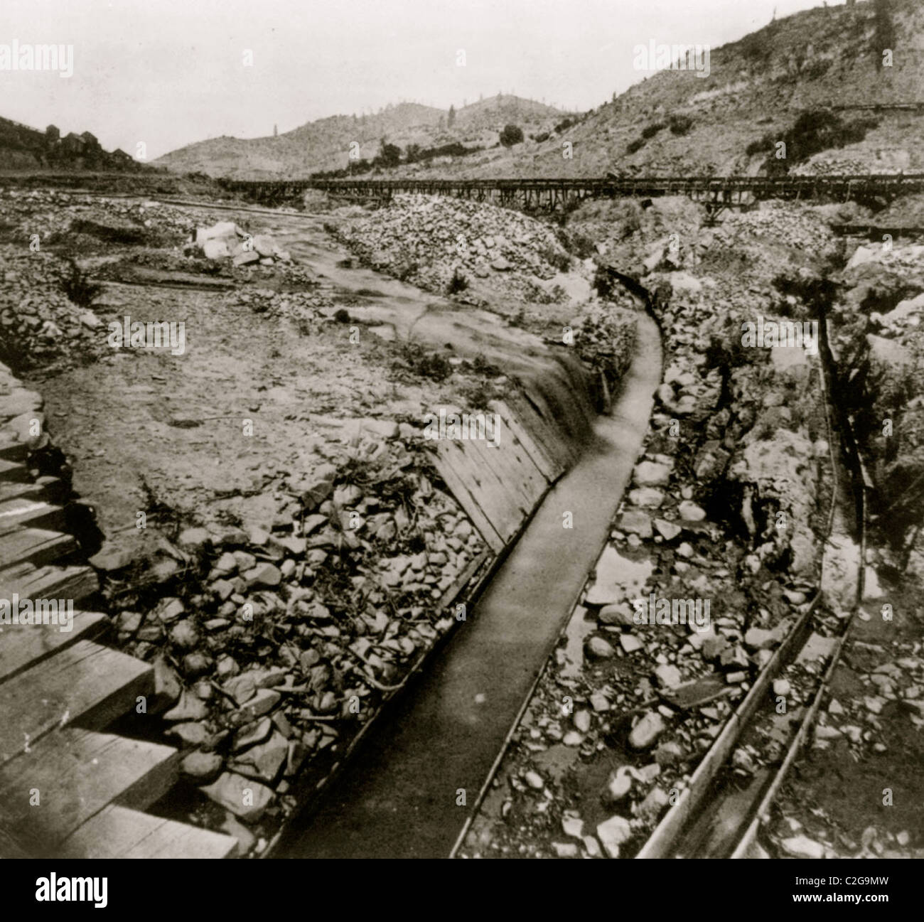 Placer Mining - The Tail Sluice in Brown's Flat, Tuolumne County Stock ...