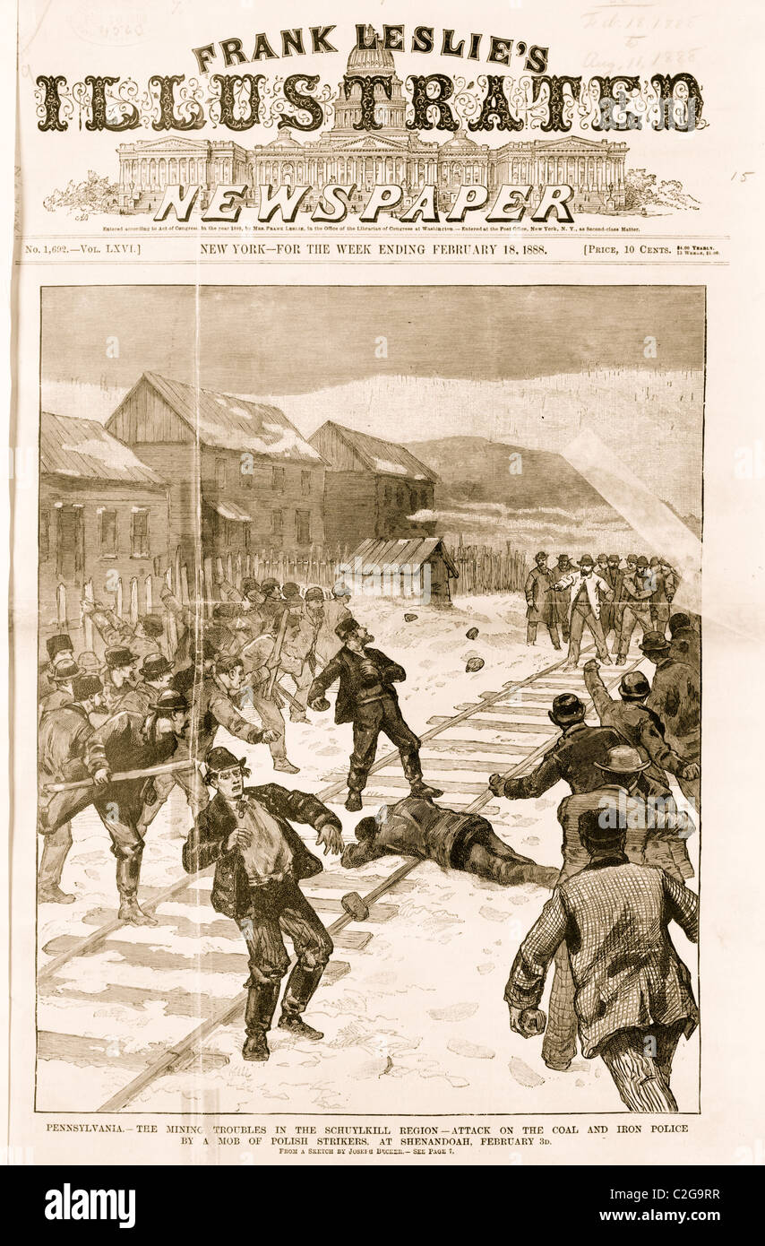 Pennsylvania attack on the coal and iron police by a mob of Polish ...