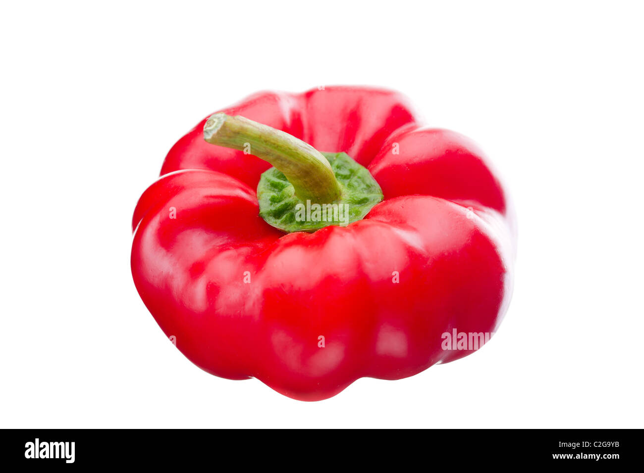Isolated sweet red bell pepper (Capsicum annuum) on white background ...