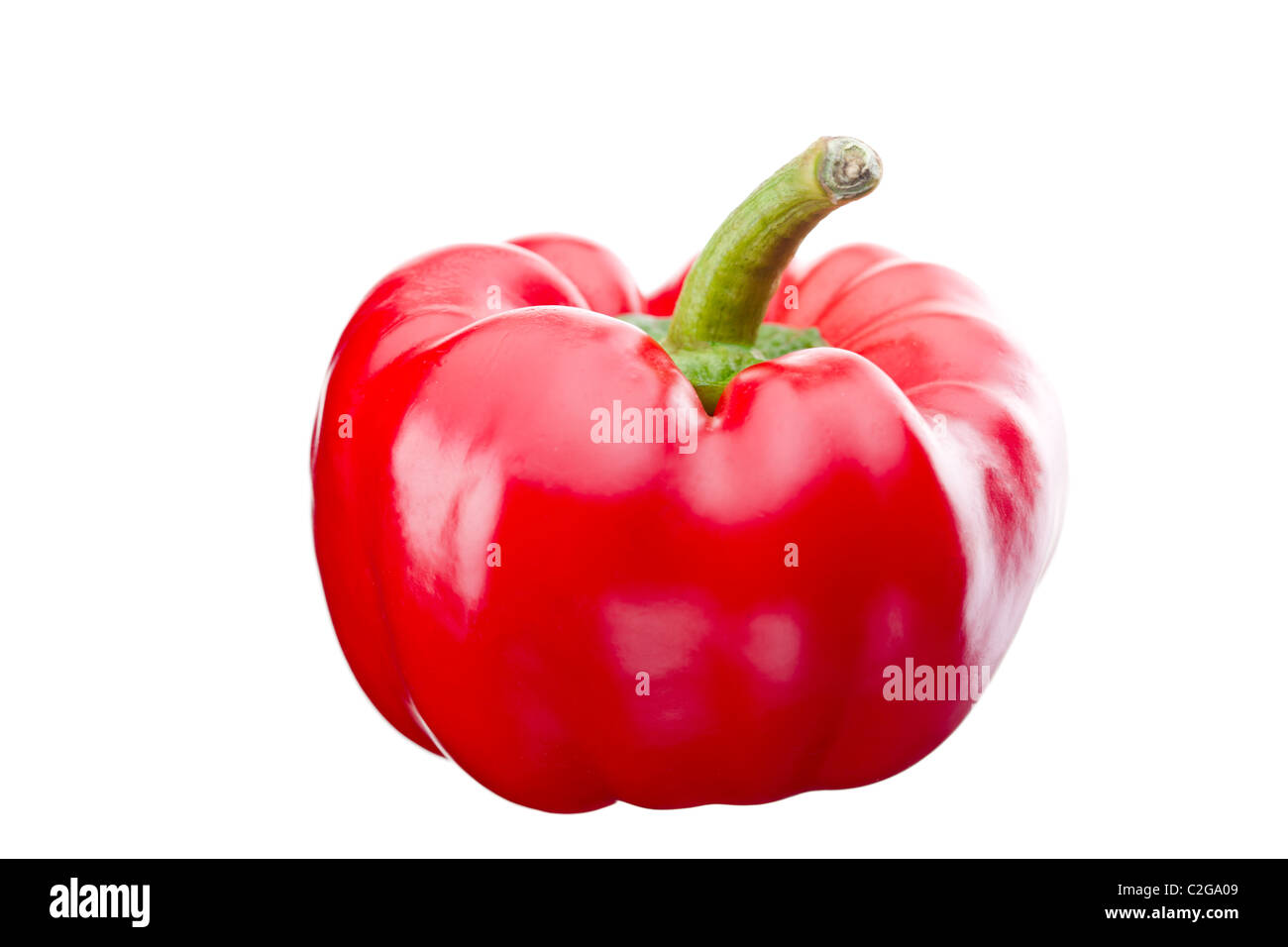 Isolated sweet red bell pepper (Capsicum annuum) on white background ...