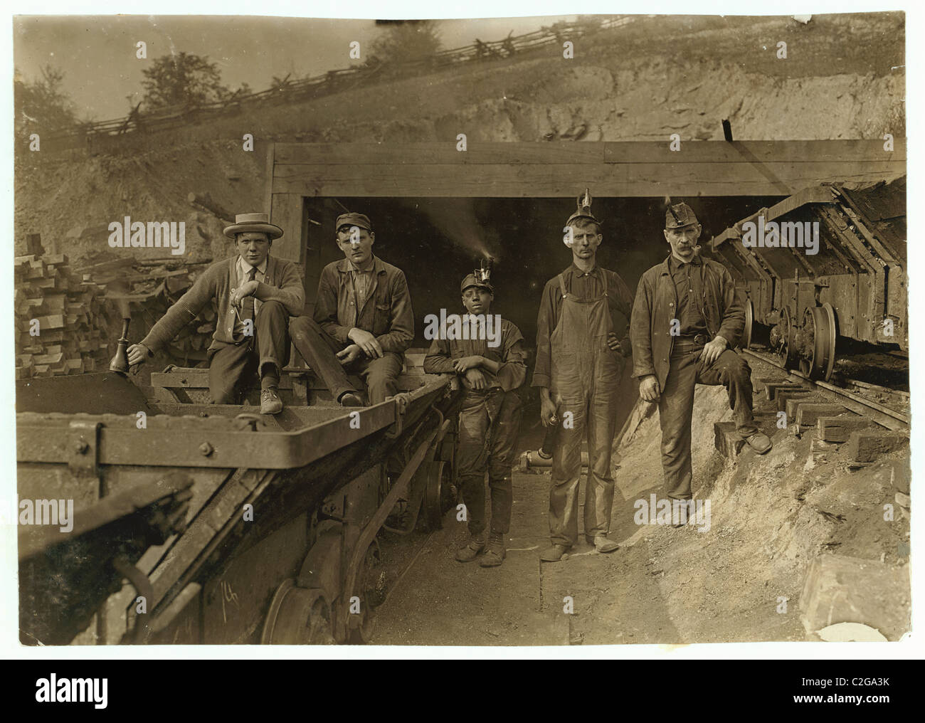 Bank Boss (on right) Brake Boy (in centre) Laura Mine, Red Star, W. Va ...