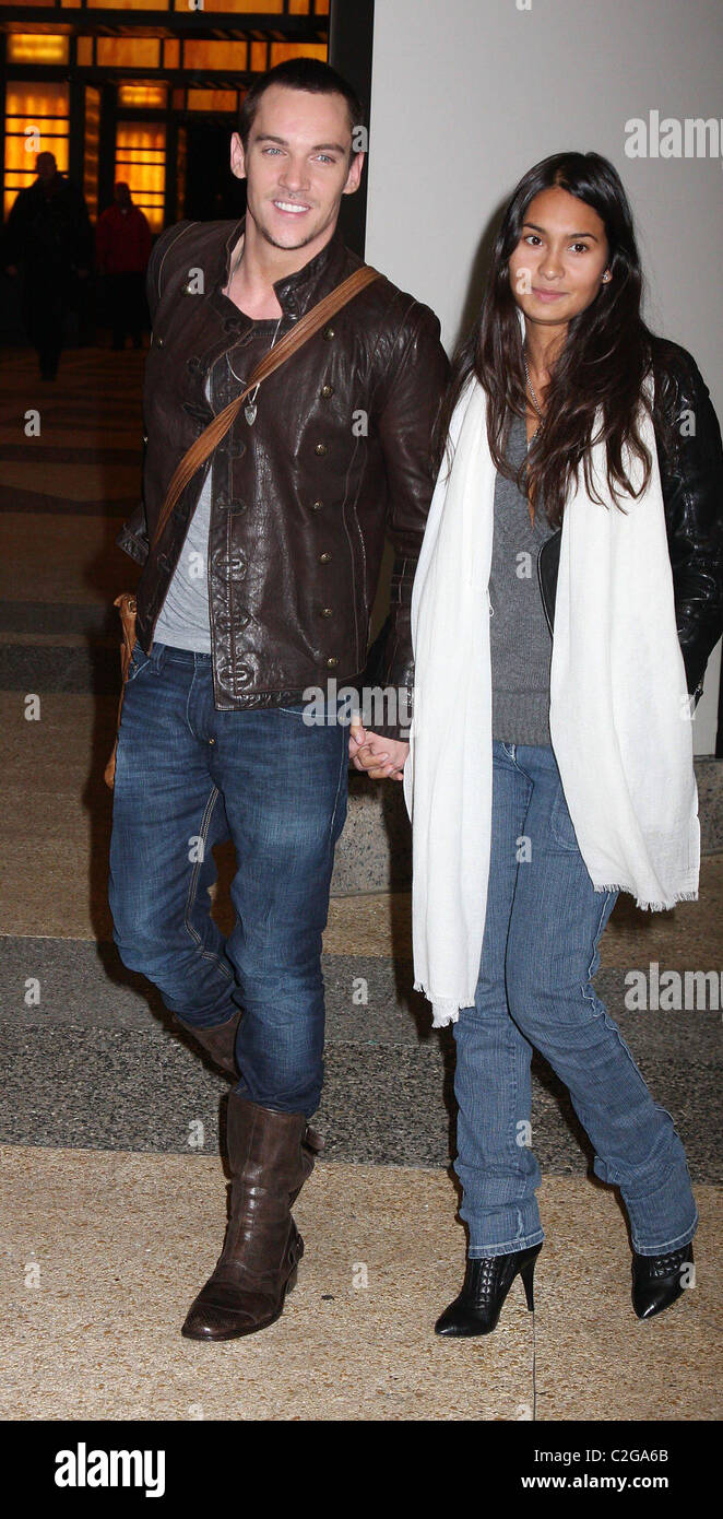 Jonathan Rhys Meyers and girlfriend Reena Hammer outside MTV TRL ...