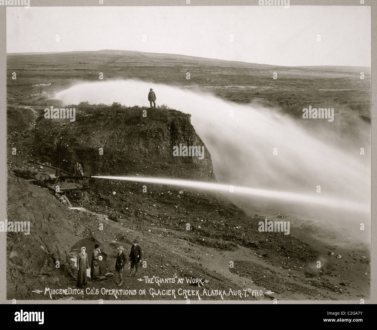 Miocene Ditch Company's mining operations on Glacier Creek Stock Photo ...