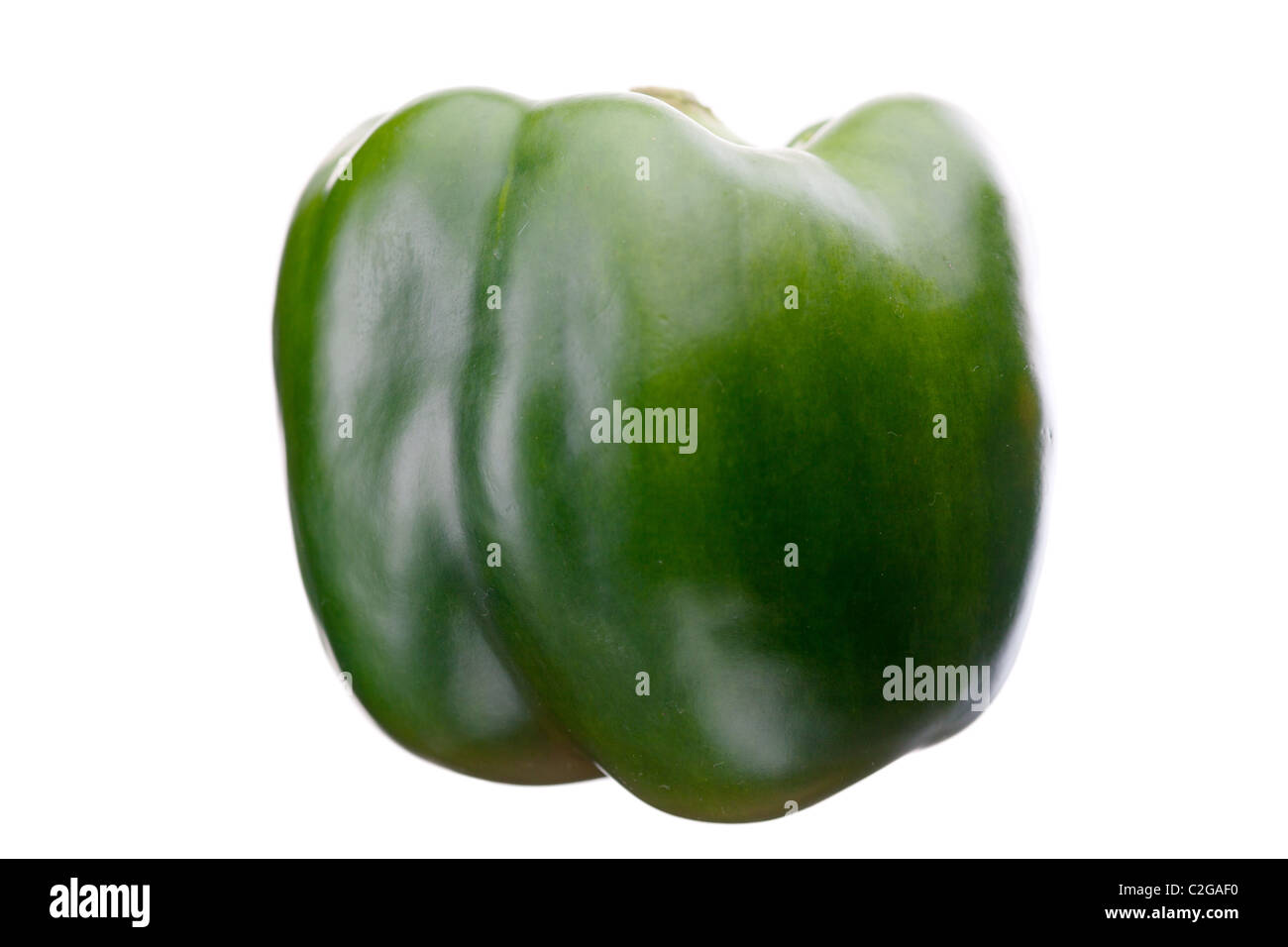 Isolated sweet green bell pepper (Capsicum annuum) on white background ...