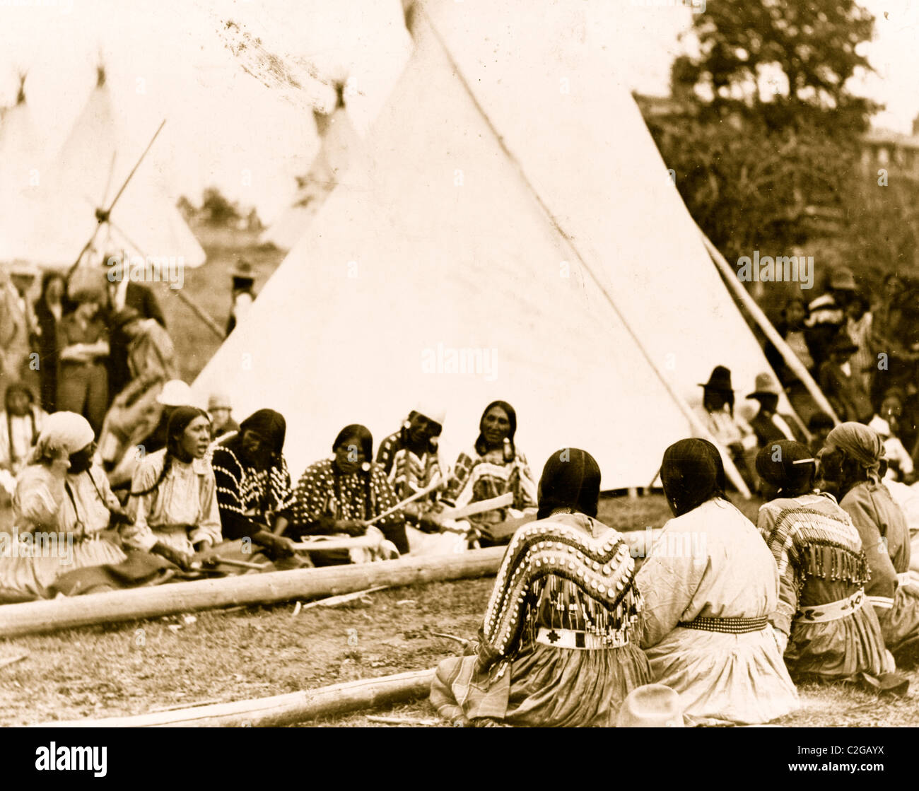 Indian women playing the stick game at the midsummer celebration on the ...
