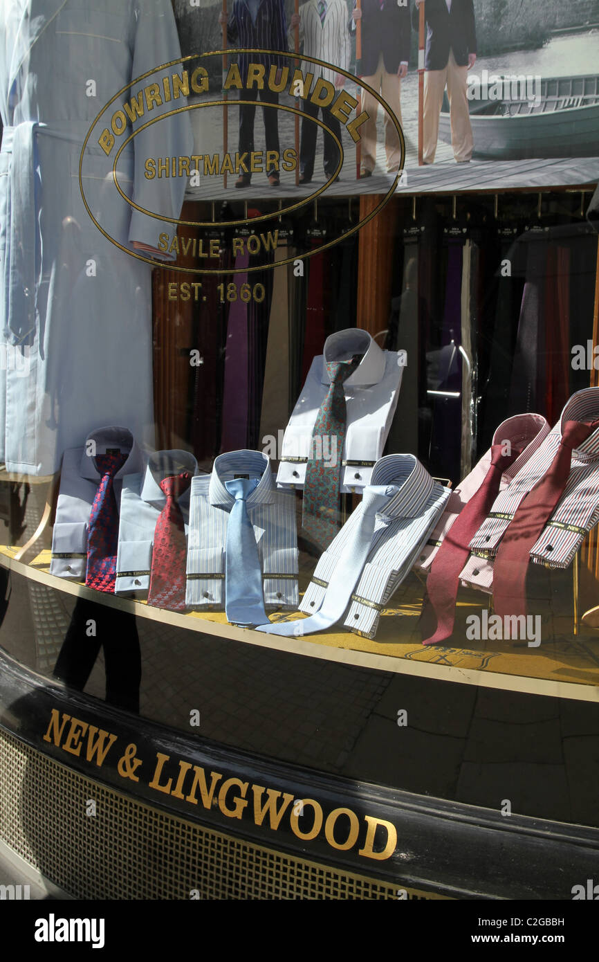 FINE SHIRTS DISPLAY AT AN EXCLUSIVE SHOP IN MAYFAIR, LONDON Stock Photo ...