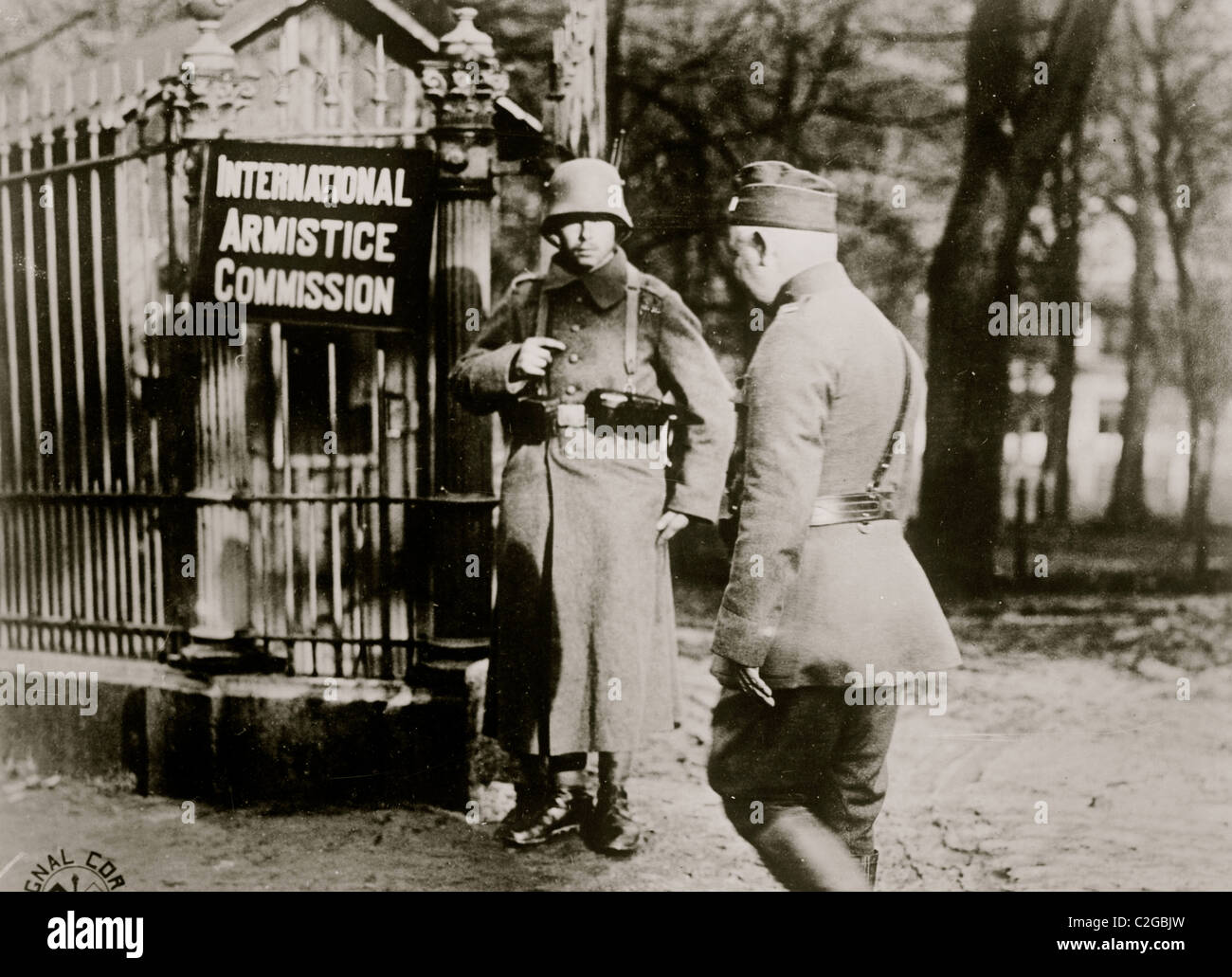German sentry, Spa at the International Armistice Commission Stock ...