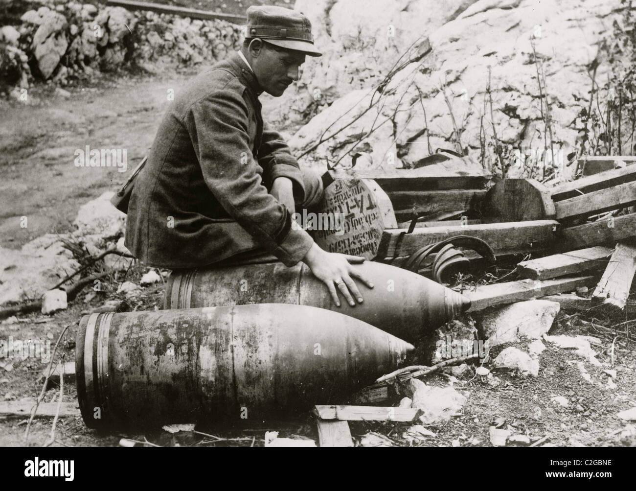 Italian & Captured Austrian shell Stock Photo - Alamy