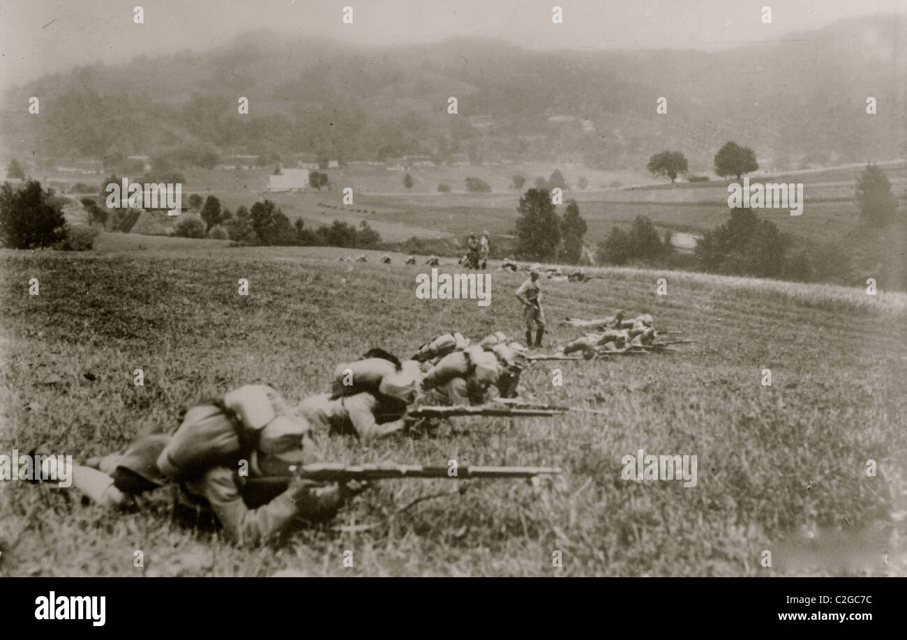 Austrian infantry on firing line Stock Photo - Alamy