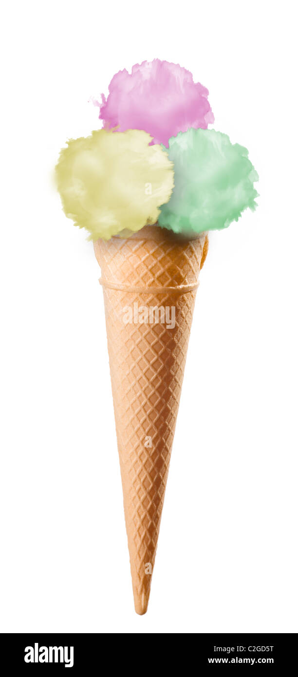 Triple cloud ice cream Stock Photo - Alamy