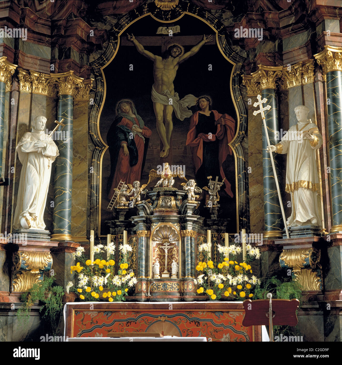 Innenansicht der Barockkirche Sankt Franziskus in Zwillbrock, Vreden ...