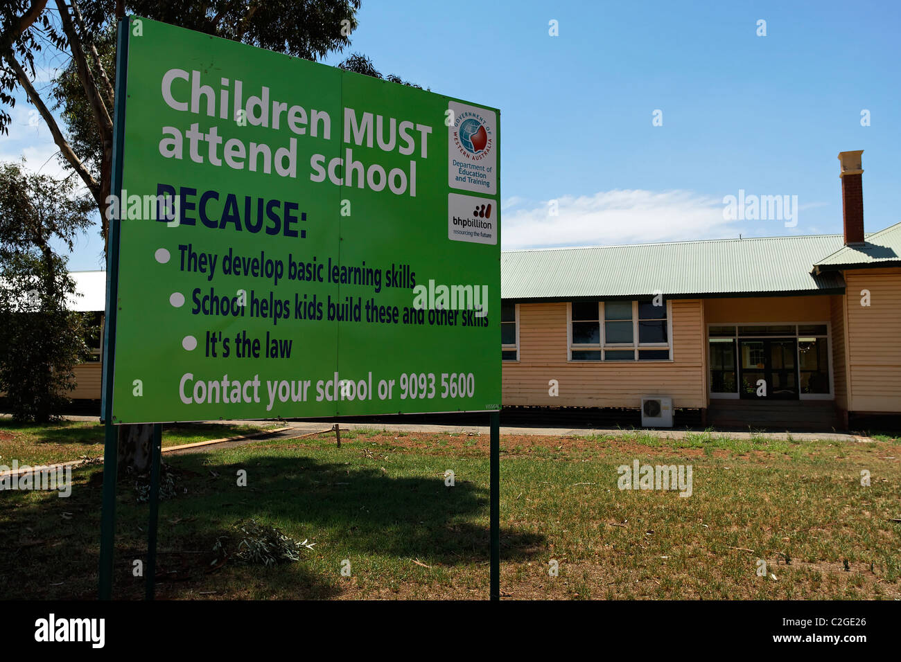 Children must attend school sign, Kalgoorlie Western Australia Stock ...