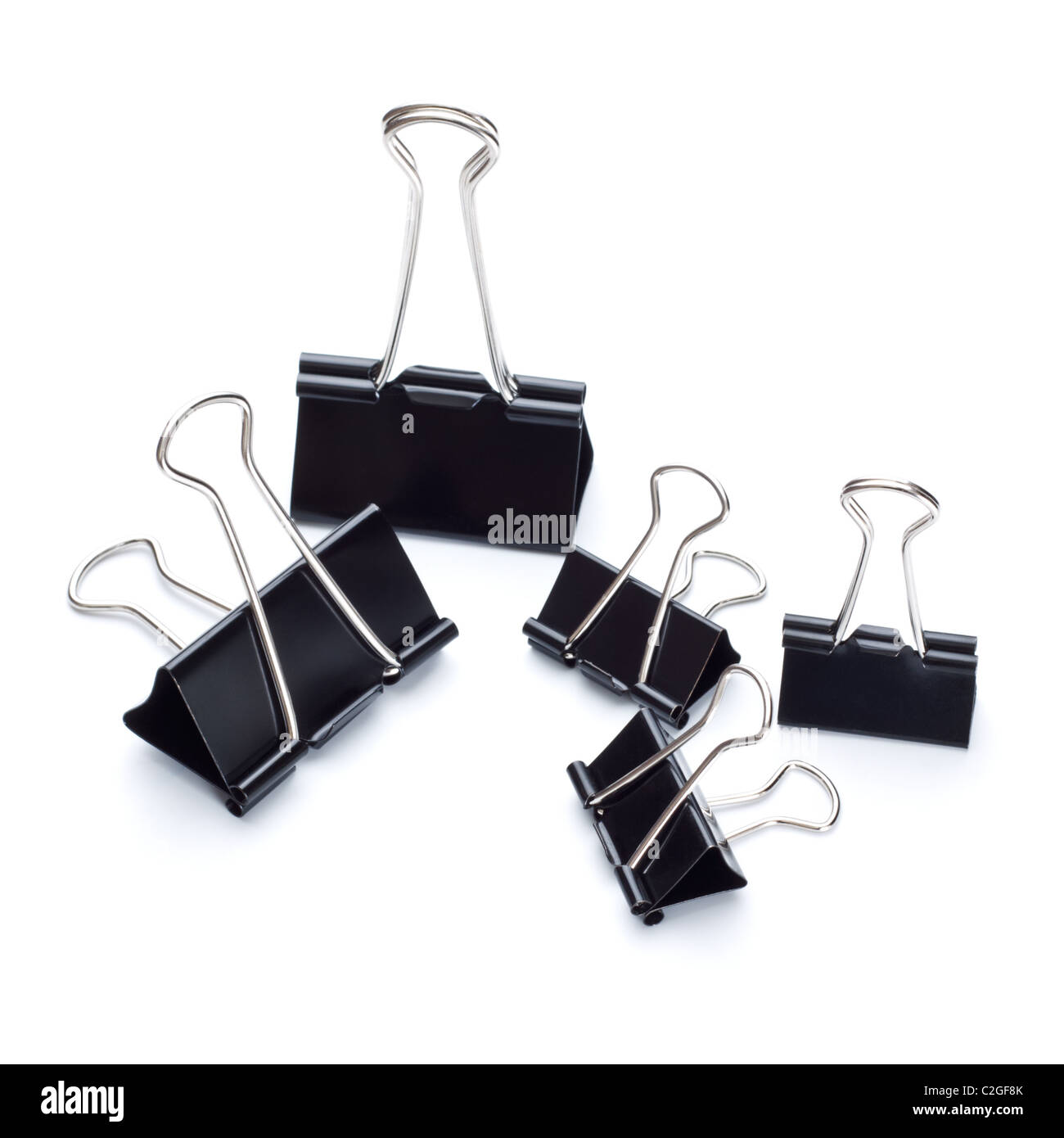black binder clips isolated on white background Stock Photo - Alamy
