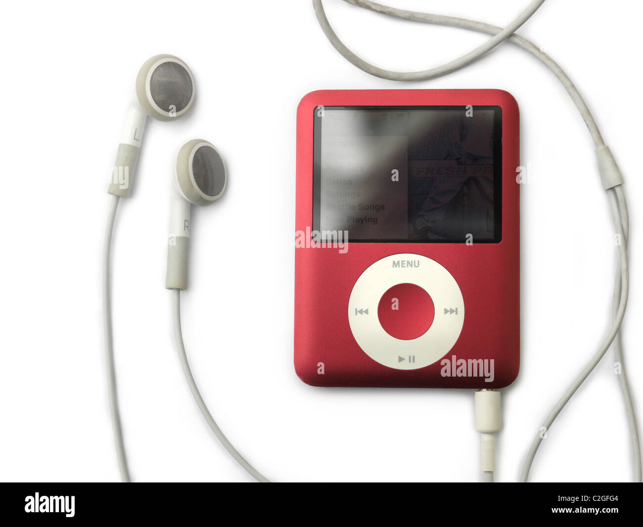 Ipod Nano With A Red Cover And Ear Phones Stock Photo - Alamy