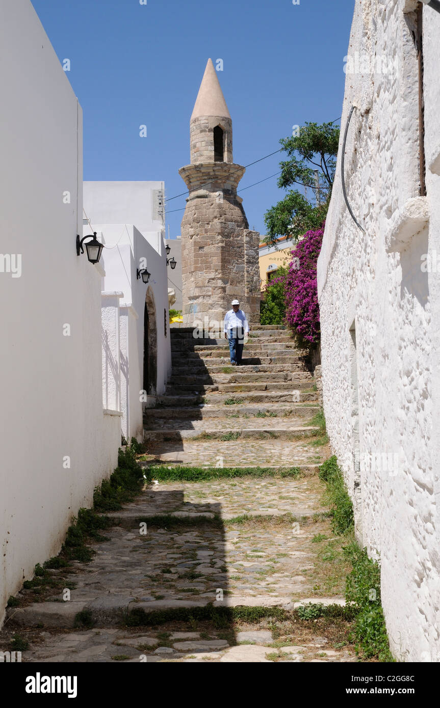 Minaret on a back street in old Kos Town Kos Island Greece Stock Photo ...