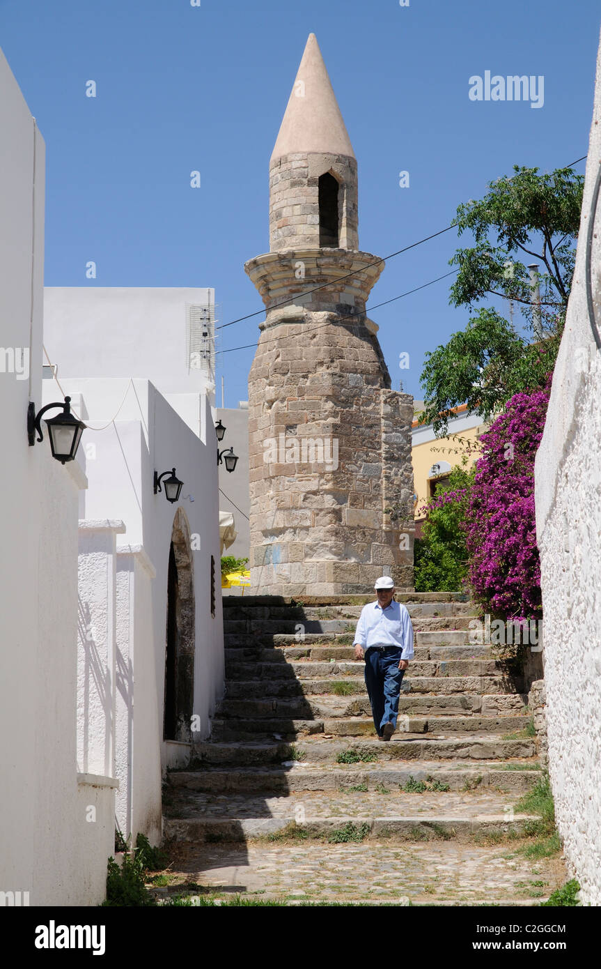 Minaret on a back street in old Kos Town Kos Island Greece Stock Photo ...