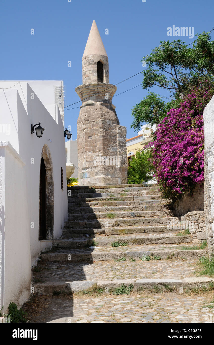 Minaret on a back street in old Kos Town Kos Island Greece Stock Photo ...
