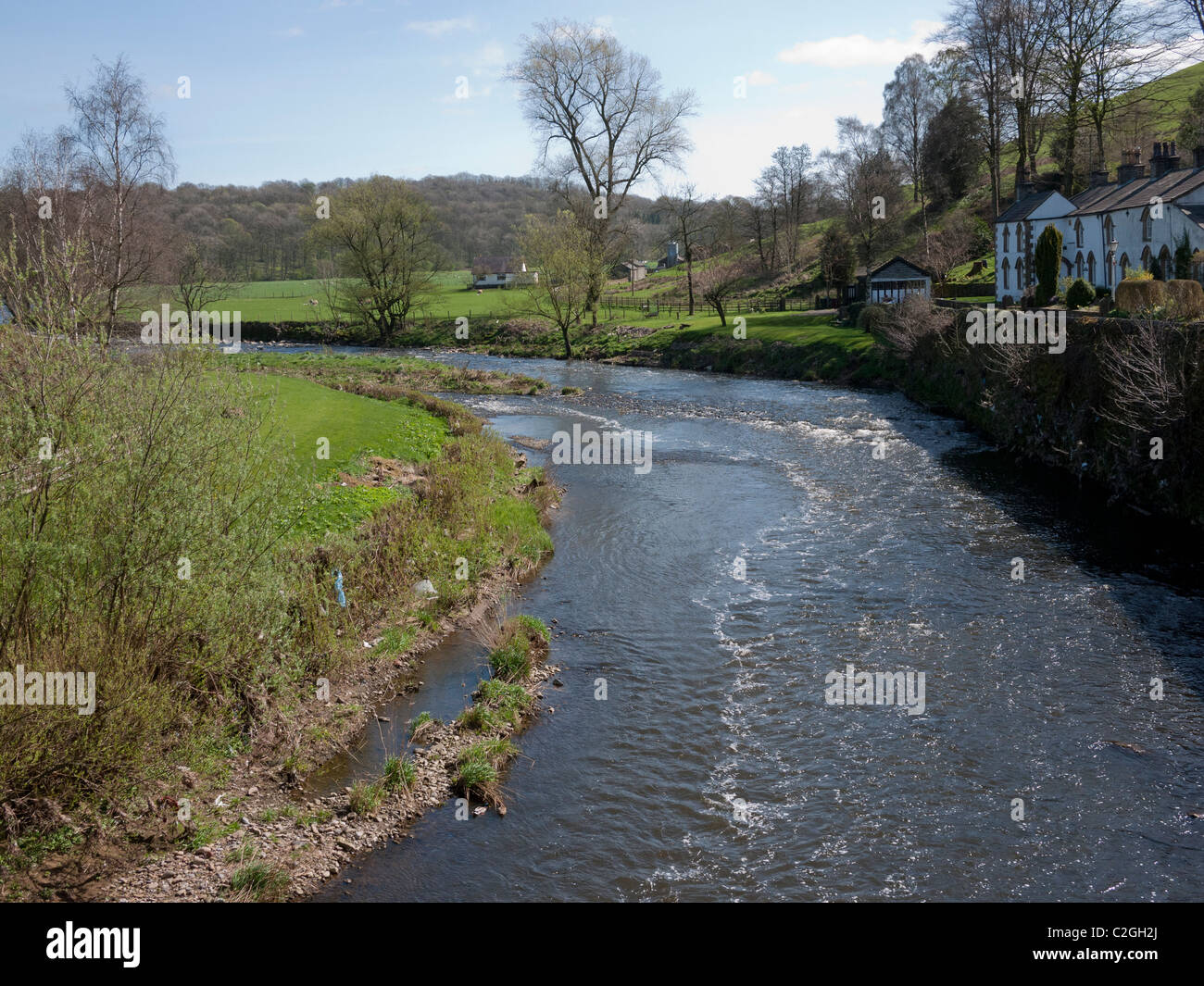 The River Calder at Whalley, Clitheroe, Lancashire, England,UK Stock ...