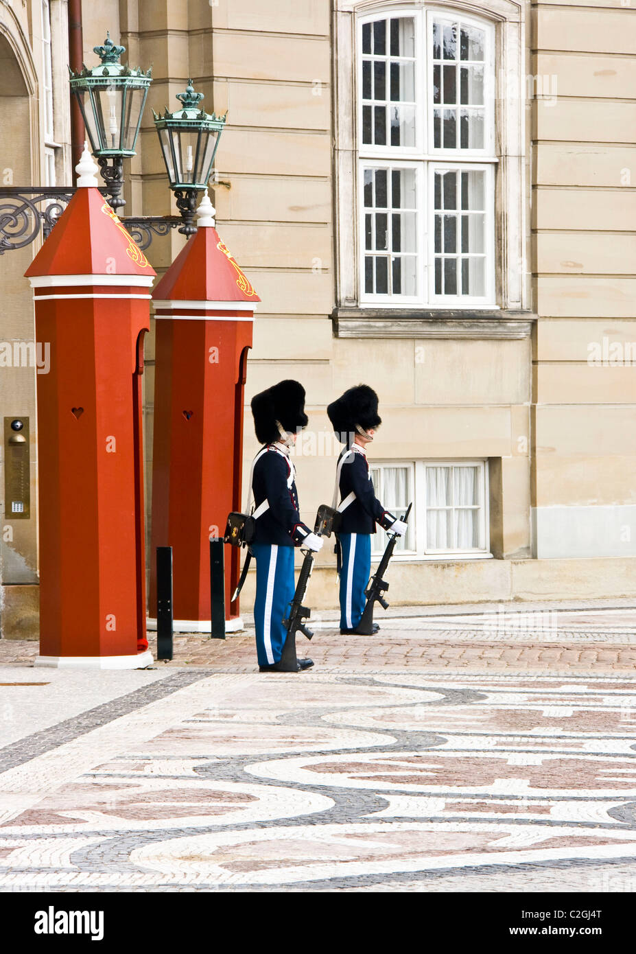 Livgarden (Danish Royal guard) on duty outside Amalienborg Palace ...