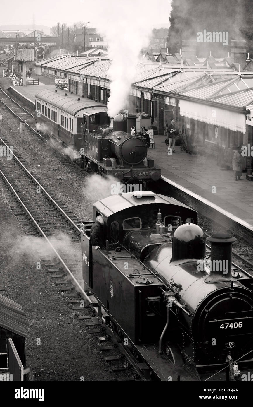 Steam trains at the Great Central railway at Loughborough station ...