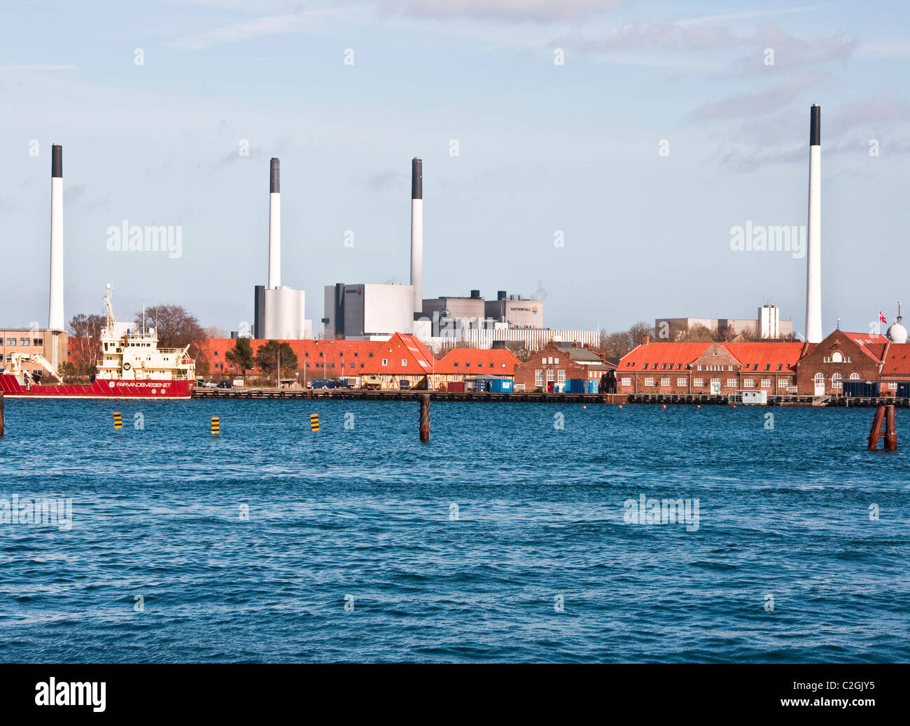 Harbour harbor waterfront urban landscape Copenhagen Denmark ...