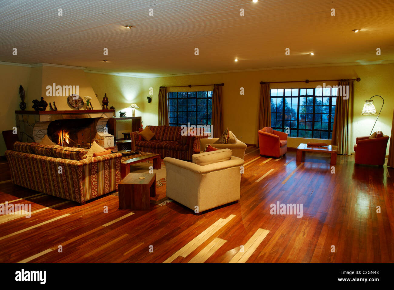 living room for all guest in five star luxury Sabyinyo Silverback Lodge ...