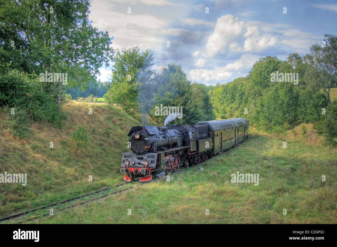 Landscape with a steam train Stock Photo - Alamy