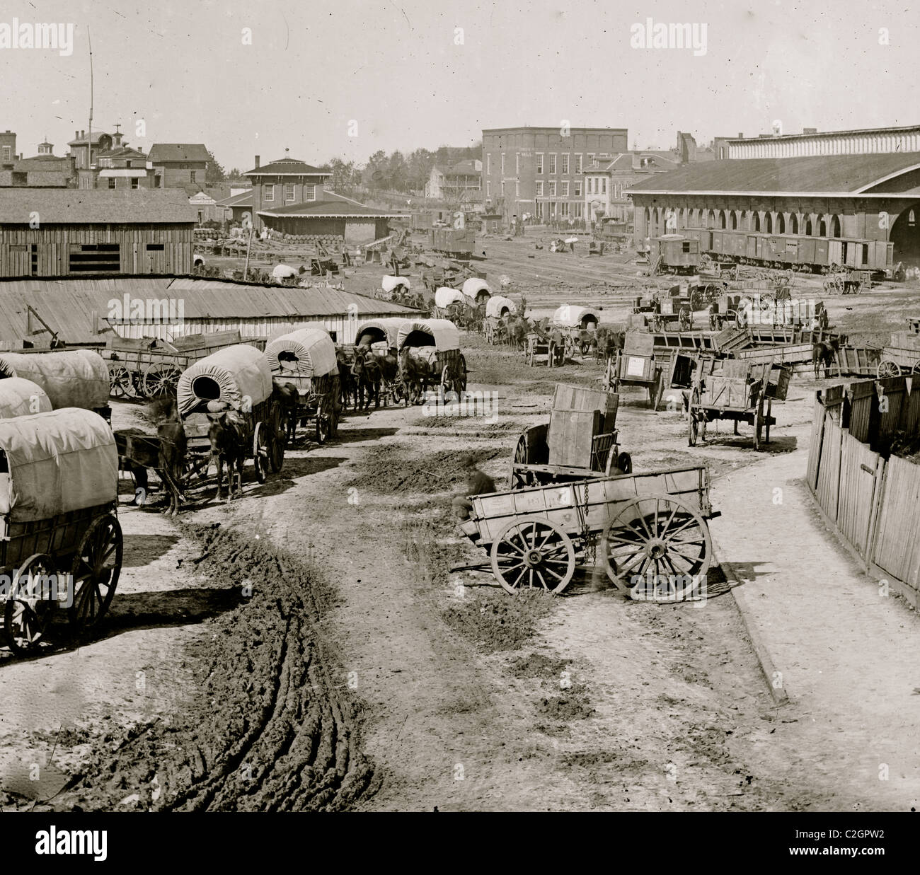 Atlanta, Georgia. Federal army wagons railroad depot Stock Photo - Alamy