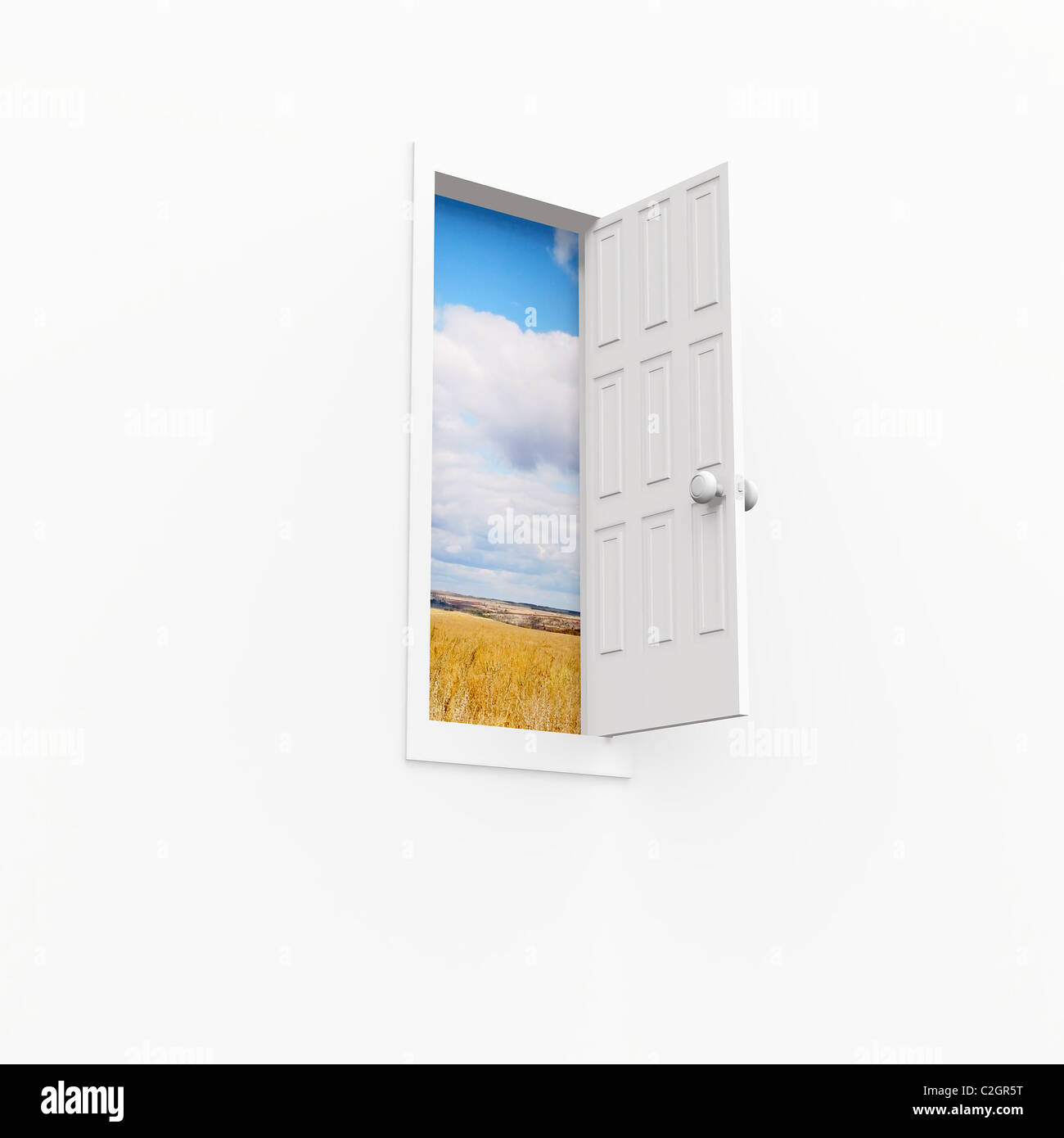 open door. 3d on white Stock Photo - Alamy