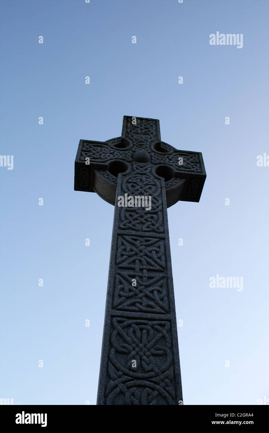 The stone cross of a war memorial in St Ives, Cornwall, England Stock ...
