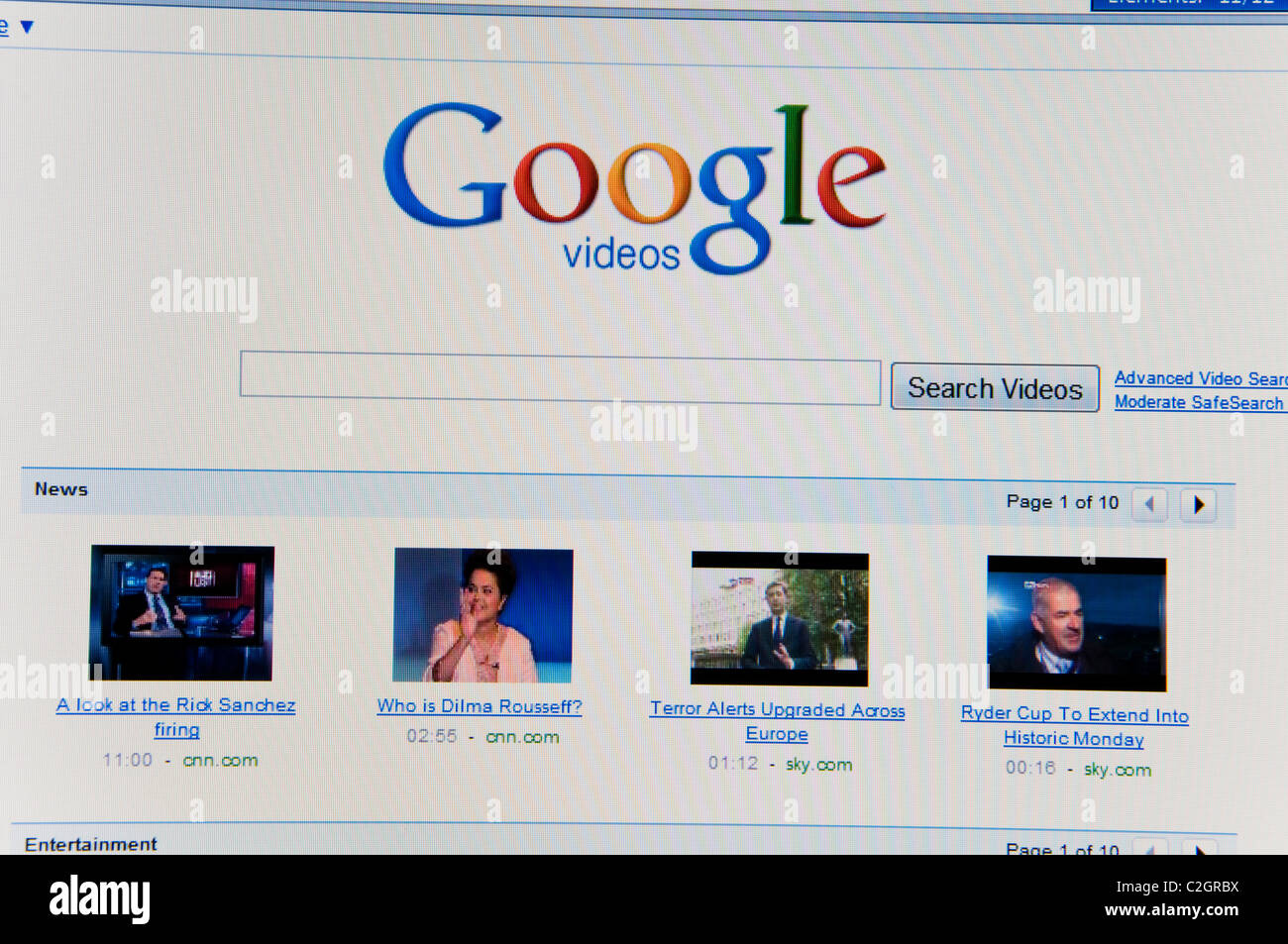 Google website screenshot Stock Photo - Alamy