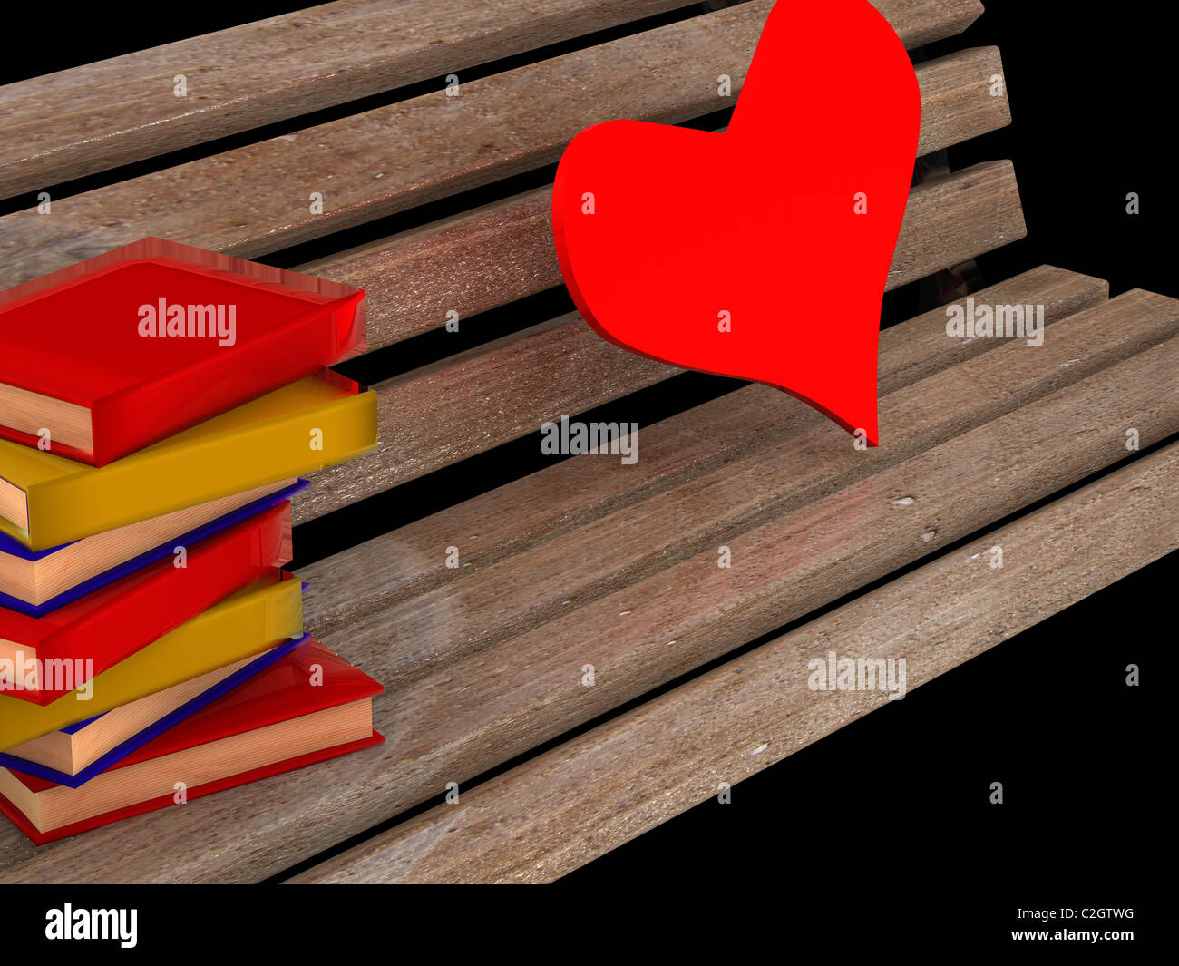 books on bench. 3d Stock Photo - Alamy
