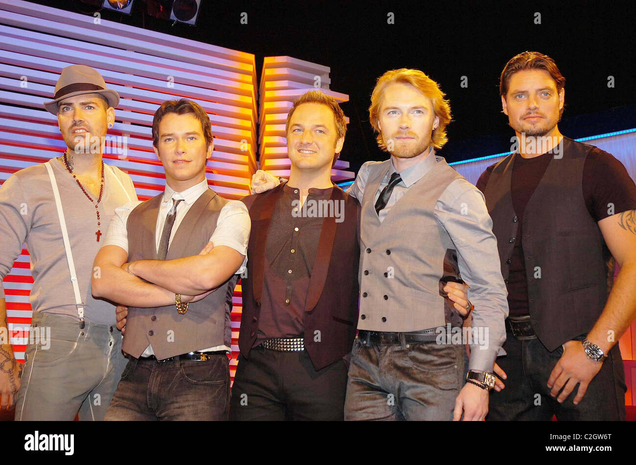 Shane Lynch, Stephen Gately, Mikey Graham, Ronan Keating and Keith ...