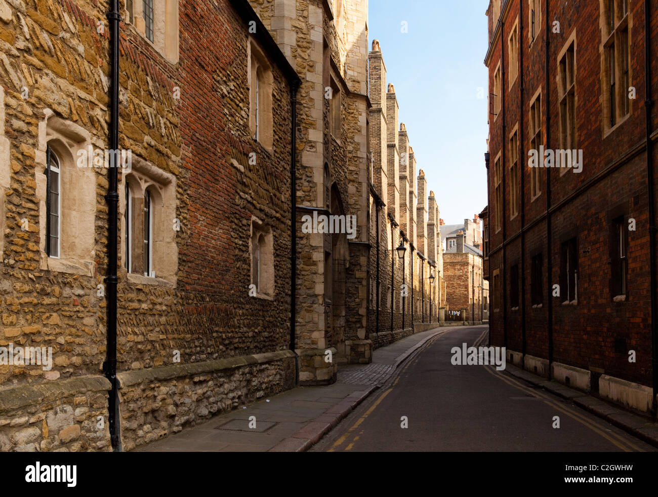 Chimneys and outer wall of Trinity College quadrangle, Cambridge, UK ...