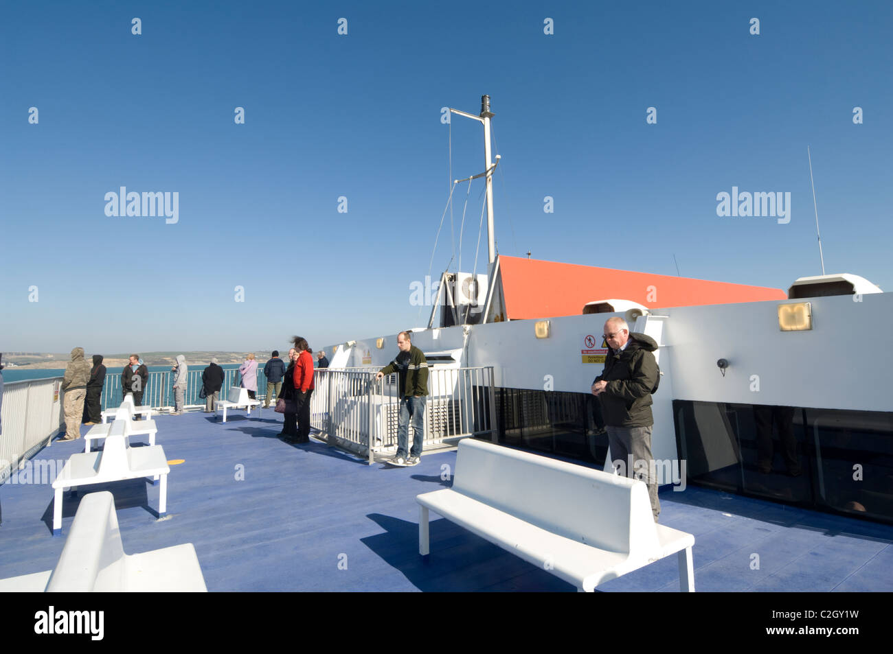 Passengers on Upper Deck Condor Rapide Ferry Weymouth Dorset Stock ...