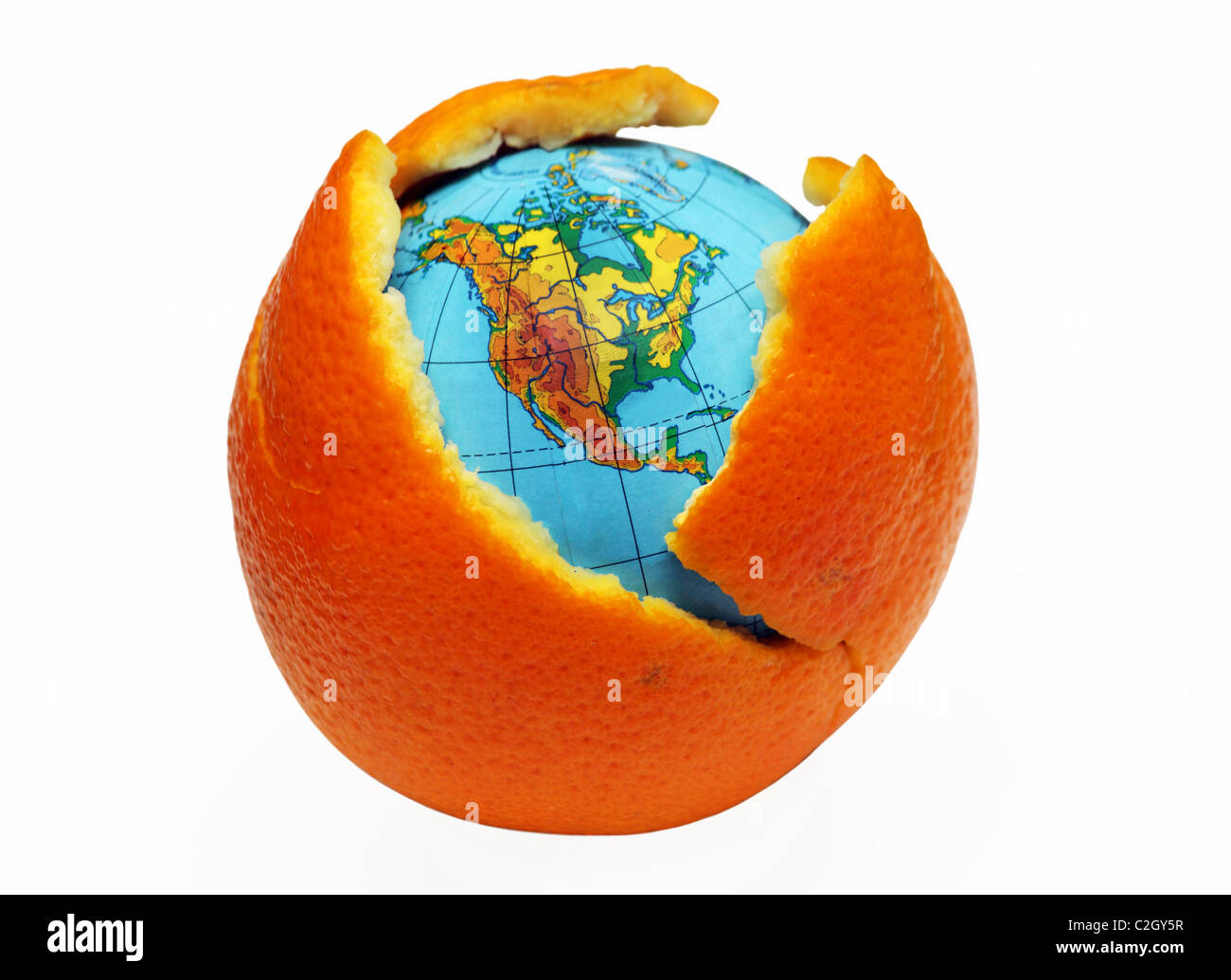 Globe in orange Stock Photo - Alamy