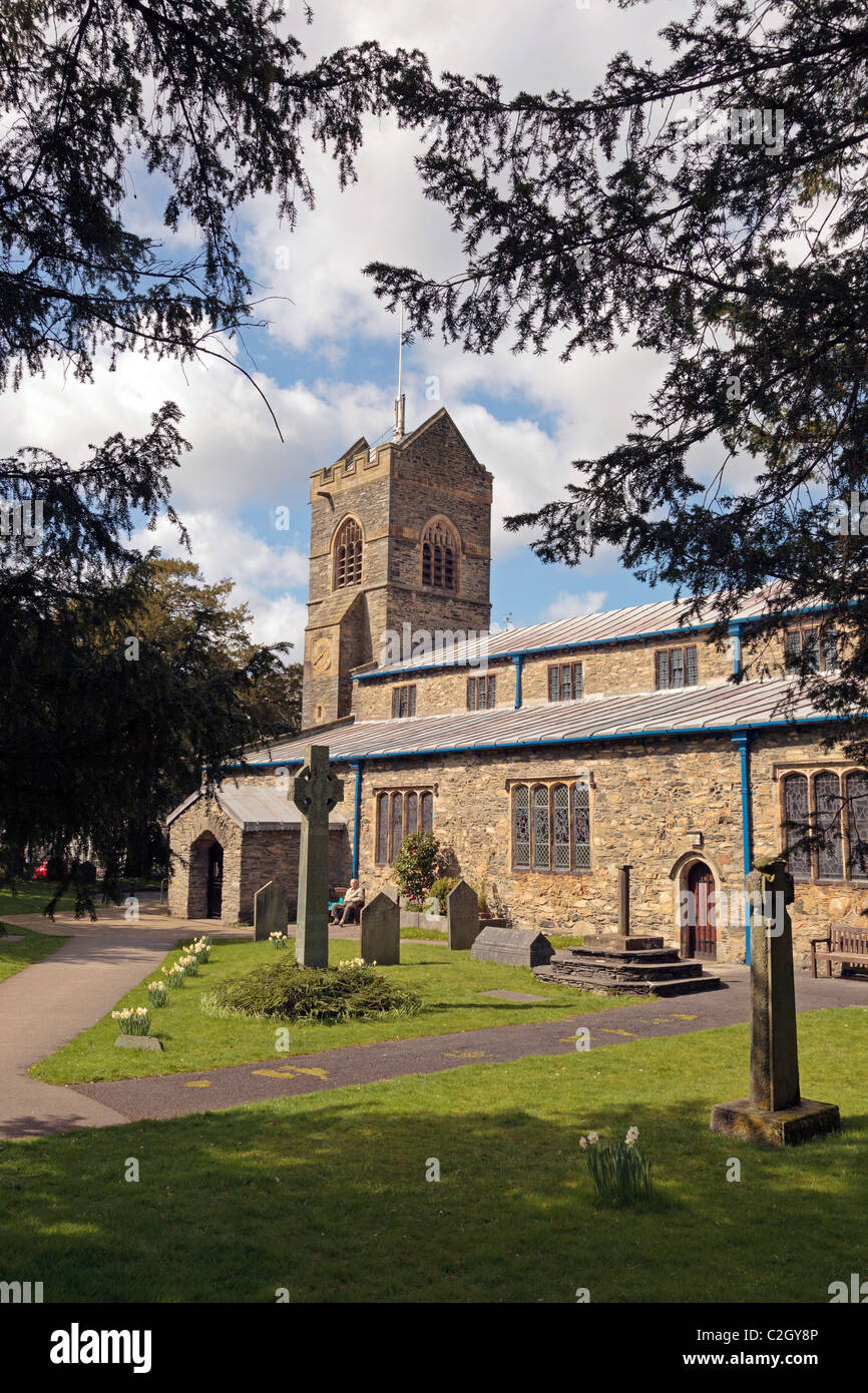 The church of St. Martin's in Bowness on Windermere in the lake ...