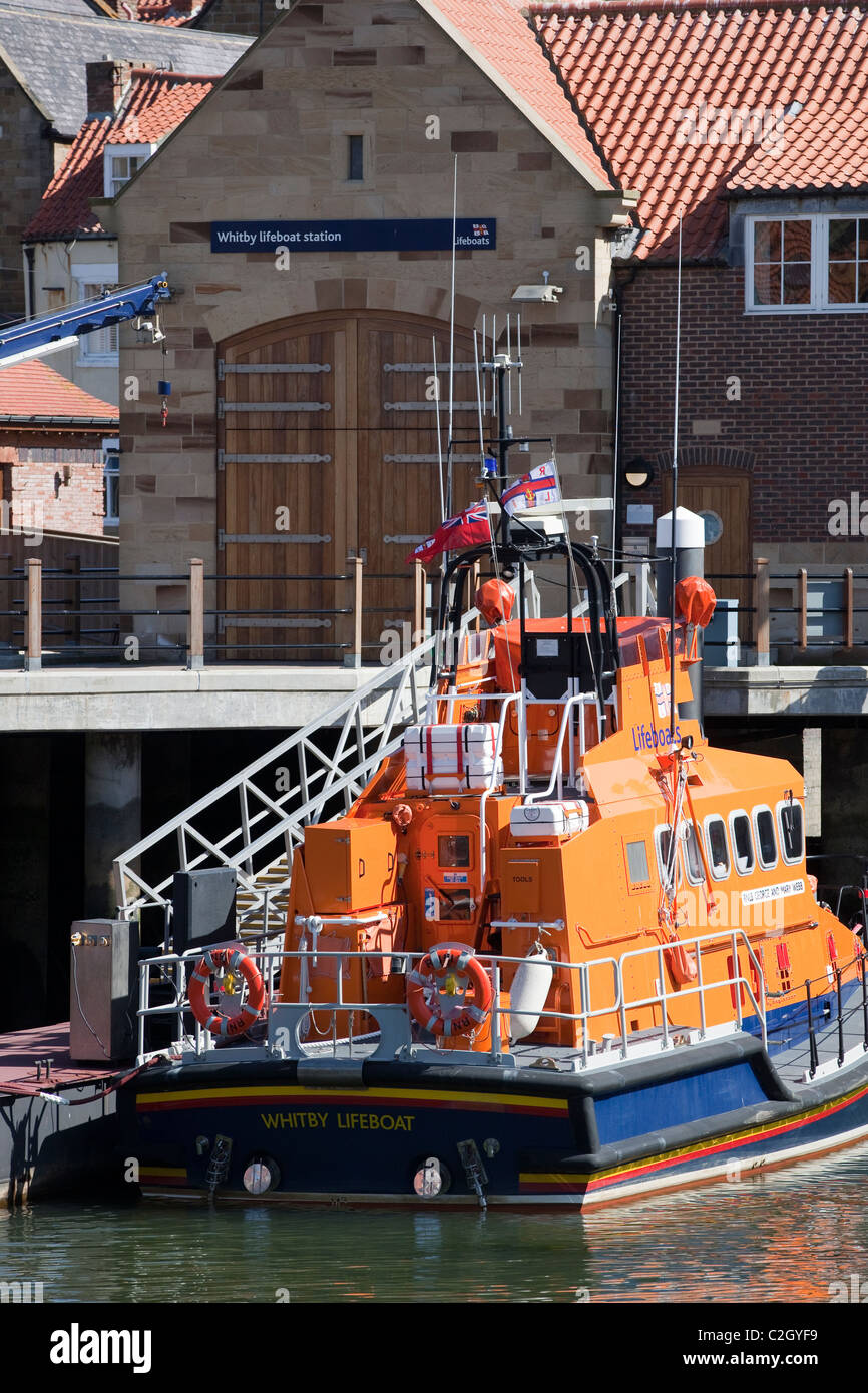 Whitby Lifeboat Station, and harbour of the Old coastal Town of Whitby ...