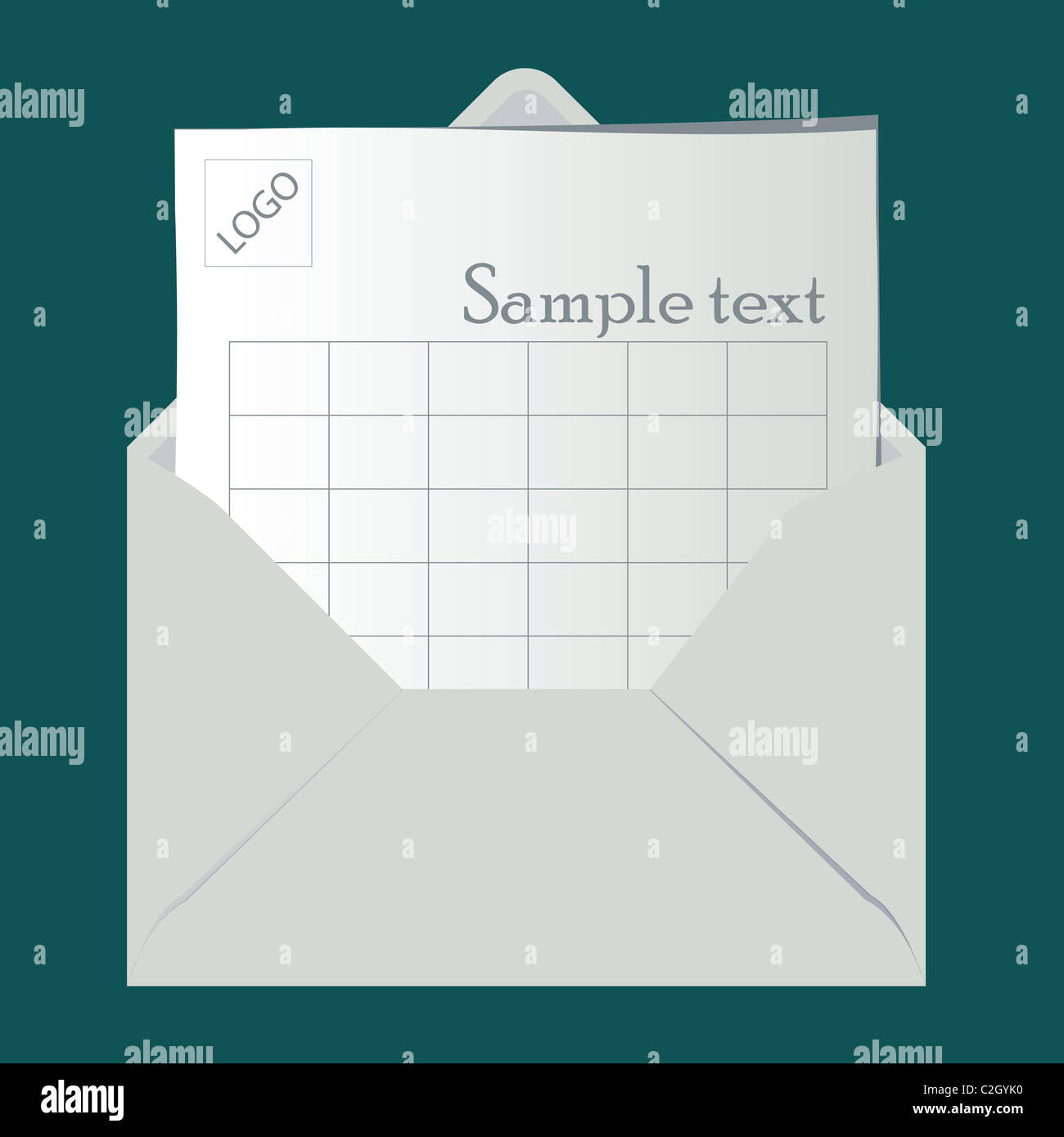 Open envelope with sheet for logo and sample text Stock Photo - Alamy