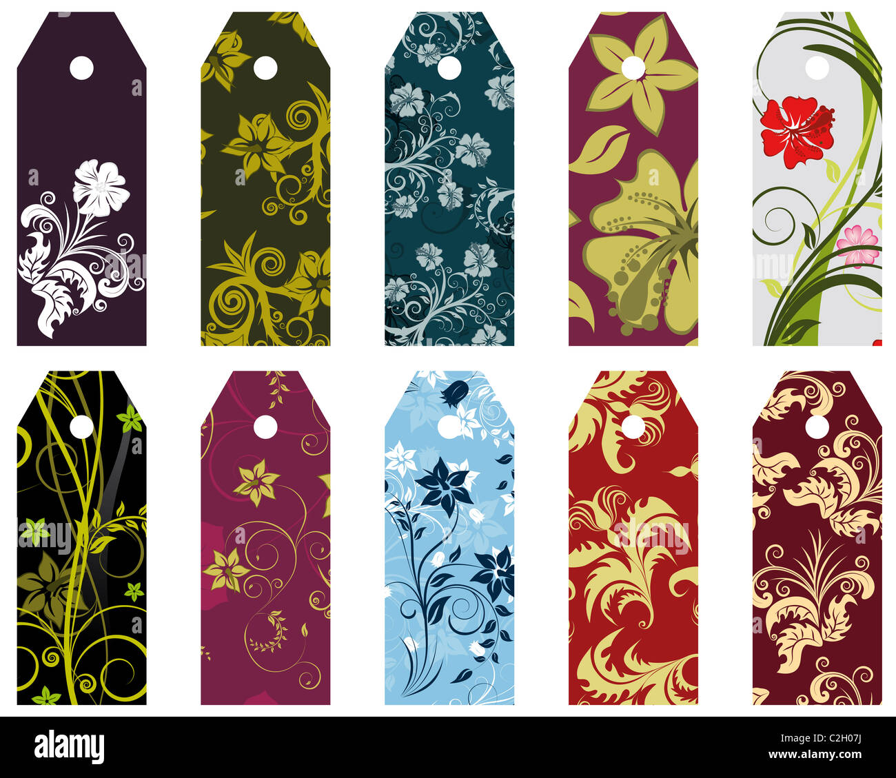 Set of ten vector floral bookmark labels Stock Photo - Alamy