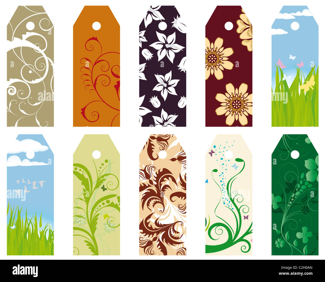 Set of ten vector floral bookmark labels Stock Photo - Alamy