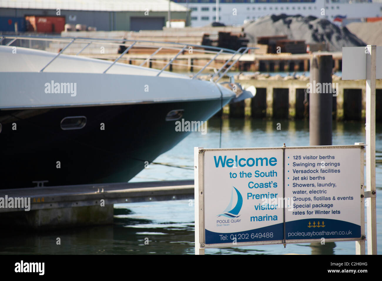Welcome to the South Coast's premier visitor marina sign at Poole Quay ...